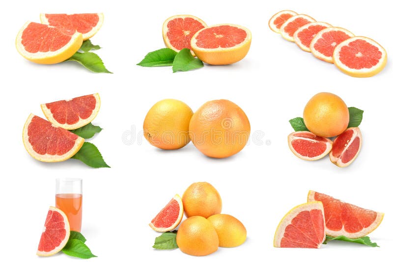 Conjunto De Pomelo Sobre Blanco Imagen de archivo - Imagen de tropical ...