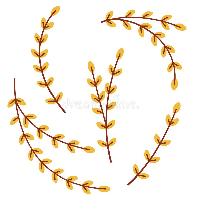 Conjunto De Ramas De Dibujos Animados Deja Elemento Folk Ilustración ...