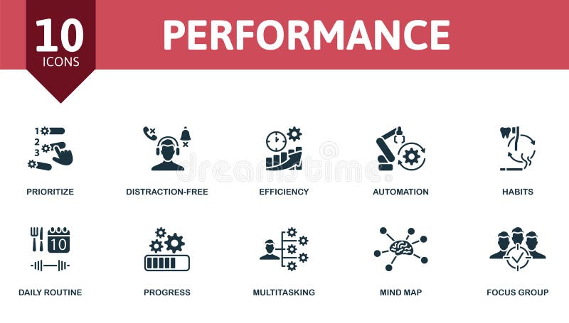 Conjunto De Rendimiento. Iconos Creativos. Elementos Editables ...