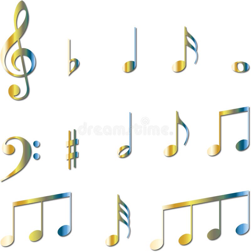 Conjunto De Símbolos De Las Notas Musicales Ilustración del Vector ...