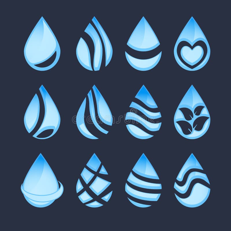 Conjunto De Símbolos Del Agua Ilustración del Vector - Ilustración de ...