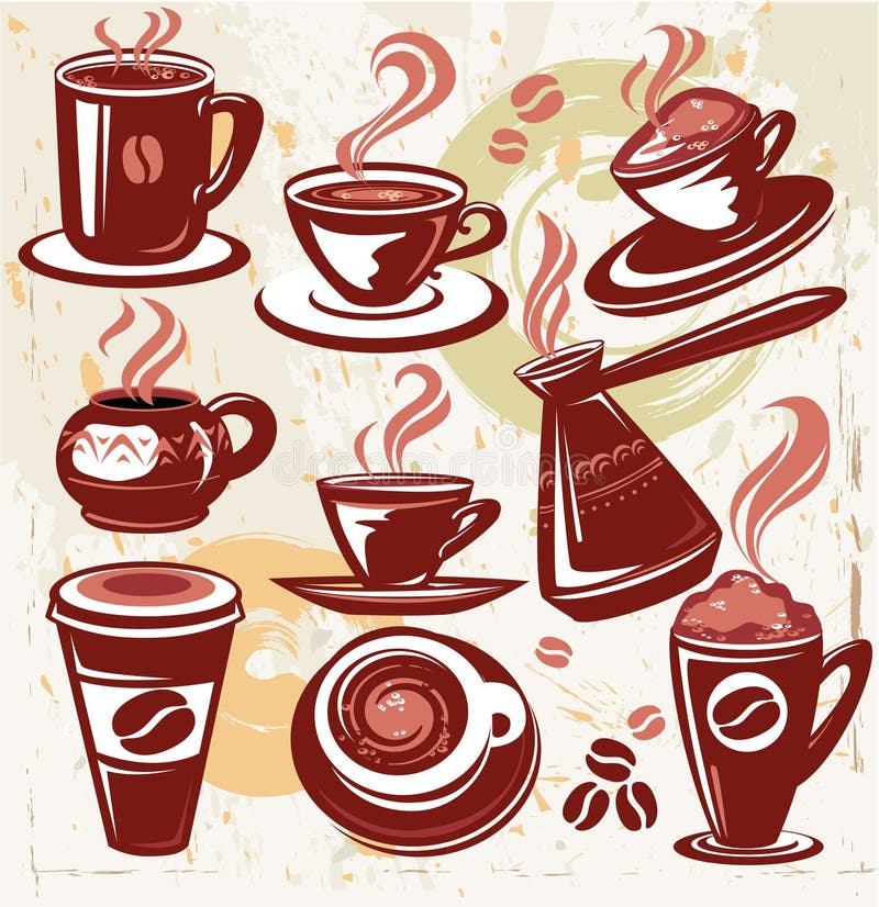 Conjunto De Símbolos De Café Ilustración del Vector - Ilustración de ...