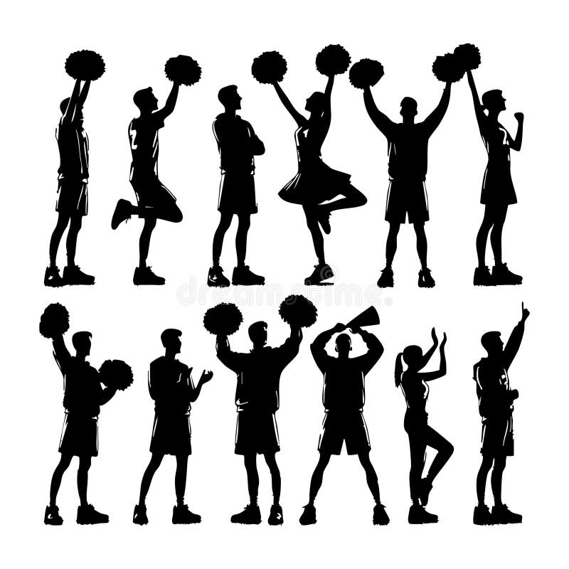 Conjunto De Silueta Animada Sobre Fondo Blanco Ilustración del Vector ...