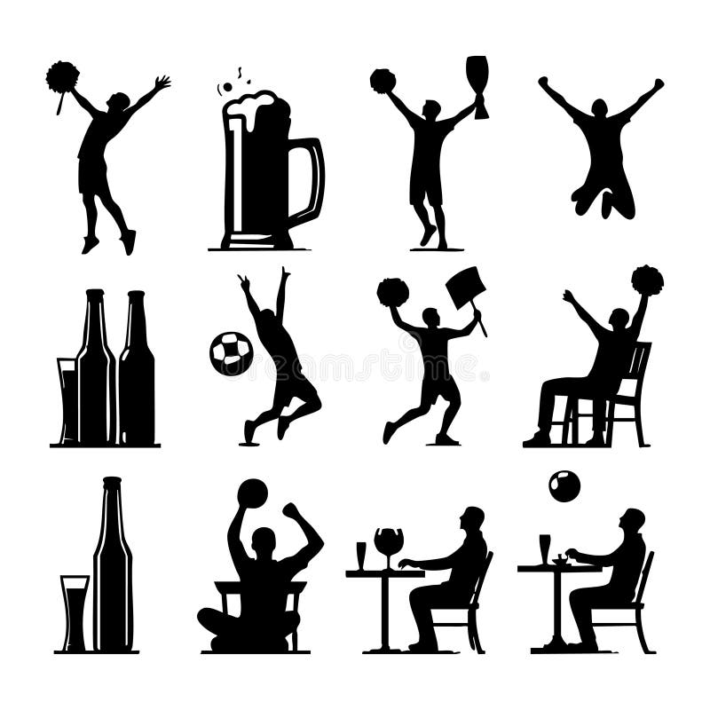 Conjunto De Silueta Animada Sobre Fondo Blanco Ilustración del Vector ...