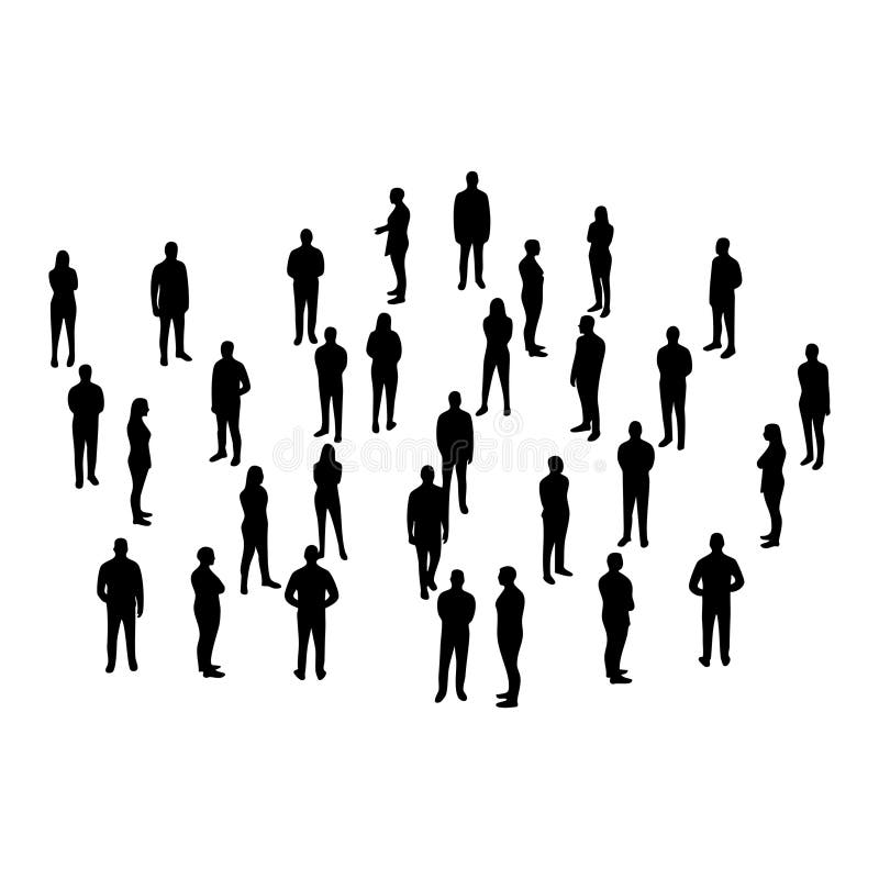 Conjunto De Siluetas De Multitud Sobre Fondo Blanco Ilustración del ...