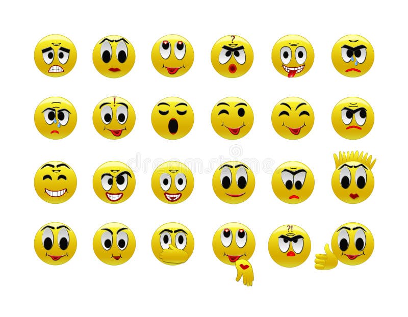 Conjunto De Smilies Graciosamente Stock de ilustración - Ilustración de ...