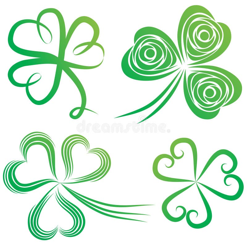 Conjunto de tréboles. ilustración del vector. Ilustración de hoja ...