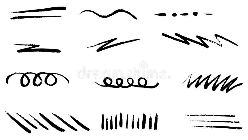 Conjunto De Trazos Vectoriales Dibujados a Mano Diferentes Ilustración ...