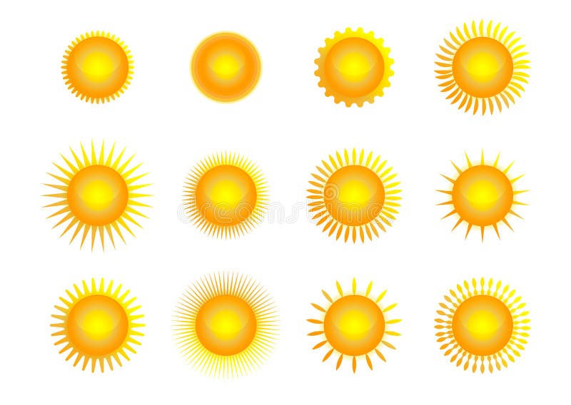 Conjunto De Vectores De Sol Ilustración del Vector - Ilustración de ...