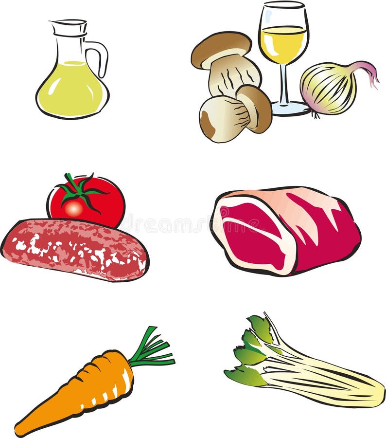 Conjunto Del Alimento Del Vector Ilustración del Vector - Ilustración ...