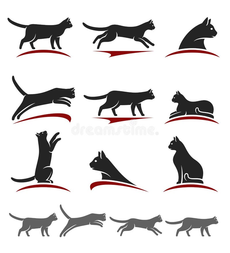 Conjunto del gato Vector ilustración del vector. Ilustración de negro ...