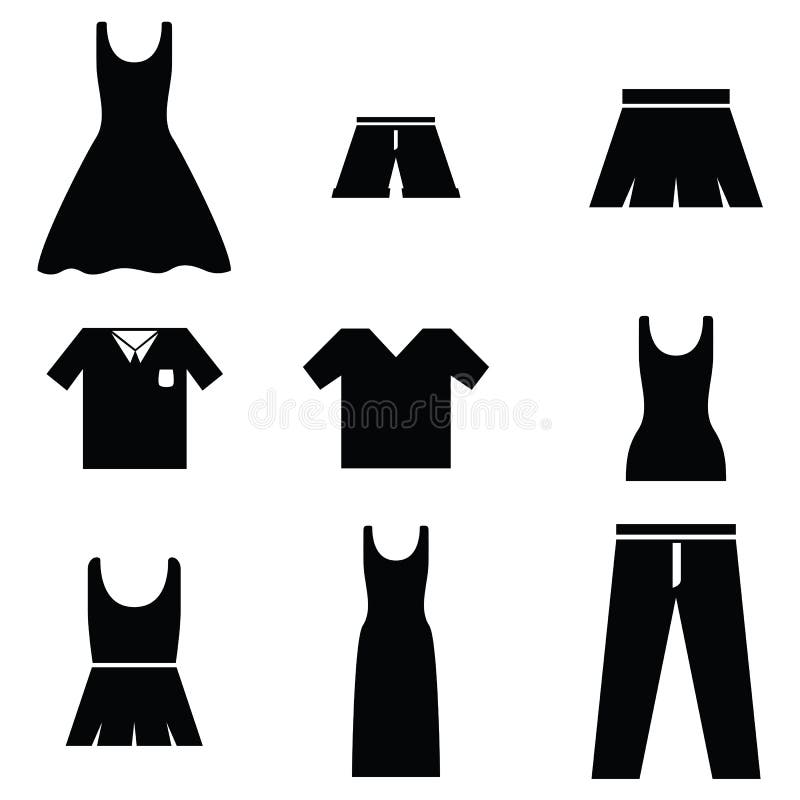 Conjunto Del Icono De La Ropa Ilustración del Vector - Ilustración de ...