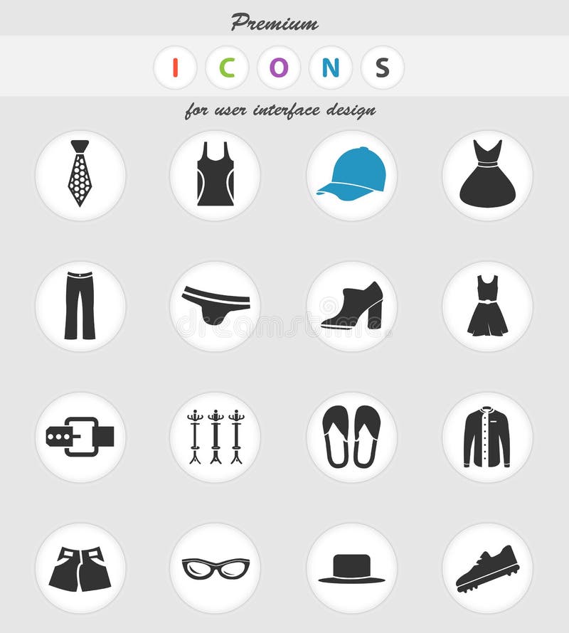 Conjunto Del Icono De La Ropa Ilustración del Vector - Ilustración de ...