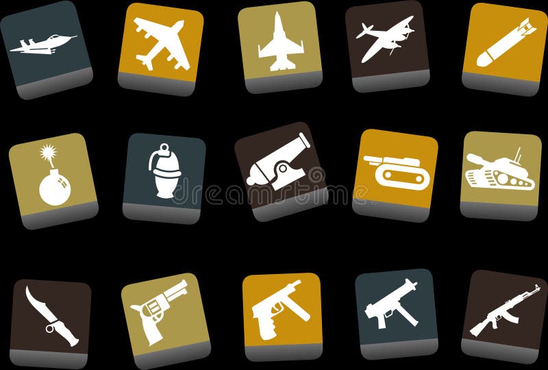 Conjunto Del Icono De Las Armas Ilustración del Vector - Ilustración de ...