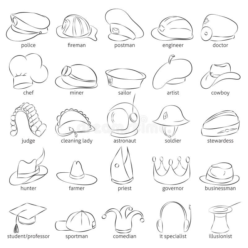 Conjunto Del Icono De Las Profesiones Stock de ilustración ...