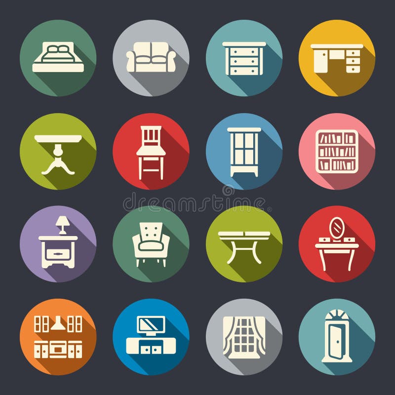 Conjunto Del Icono De Los Muebles Ilustración del Vector - Ilustración ...
