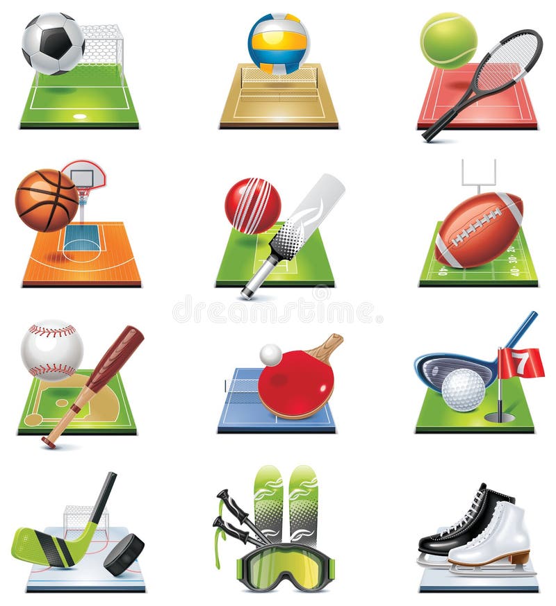 Conjunto Del Icono Del Deporte Del Vector Ilustración del Vector ...