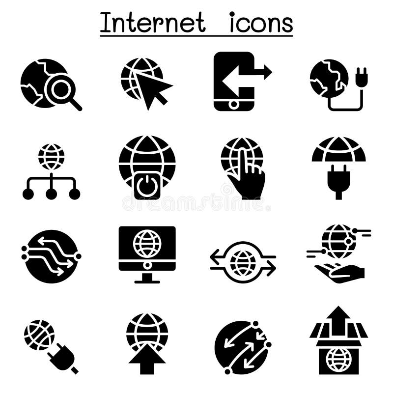 Conjunto Del Icono Del Internet Ilustración del Vector - Ilustración de ...