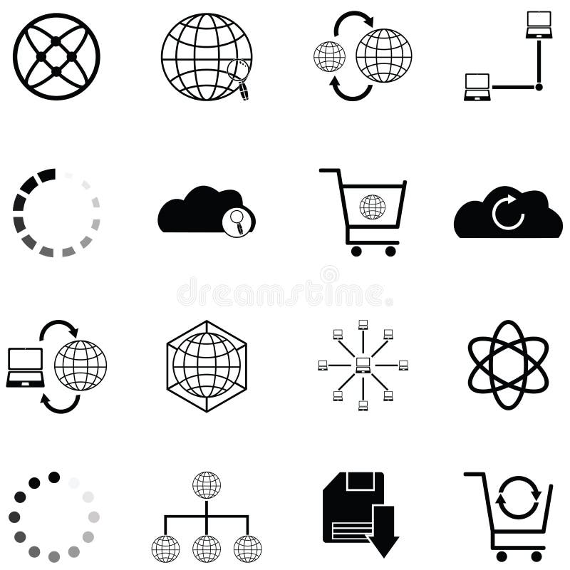 Conjunto Del Icono Del Internet Ilustración del Vector - Ilustración de ...