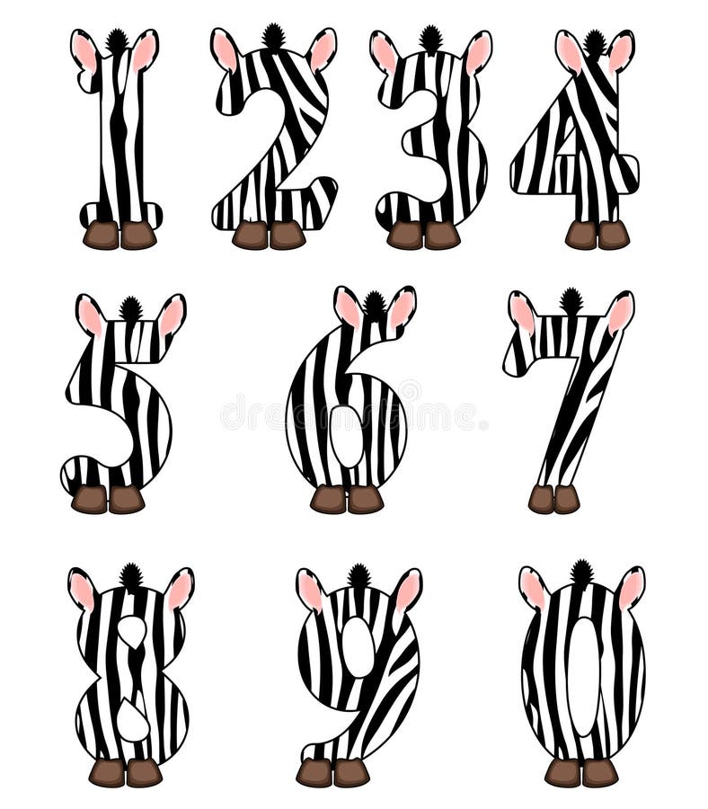 Conjunto De Números De Cebra Ilustración del Vector - Ilustración de ...