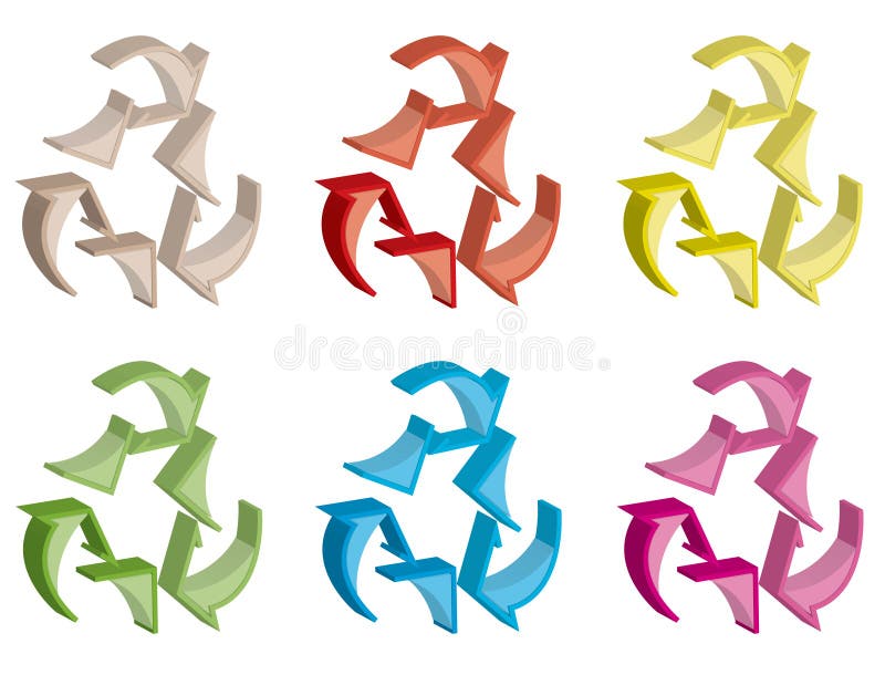 Conjunto Del Símbolo De La Rotación 3d Ilustración del Vector ...