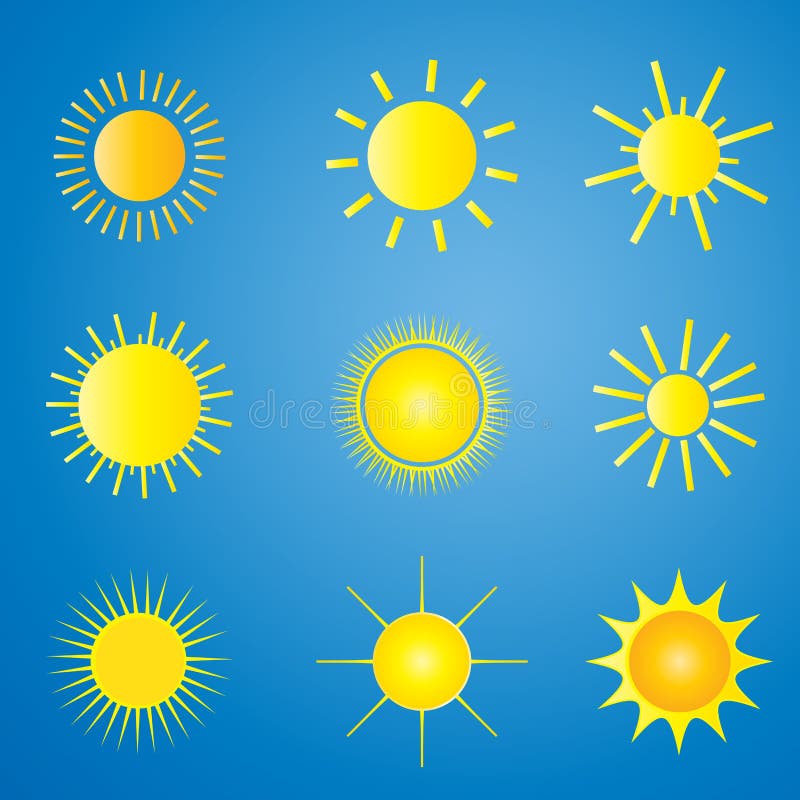 Conjunto del sol ilustración del vector. Ilustración de gota - 73537340