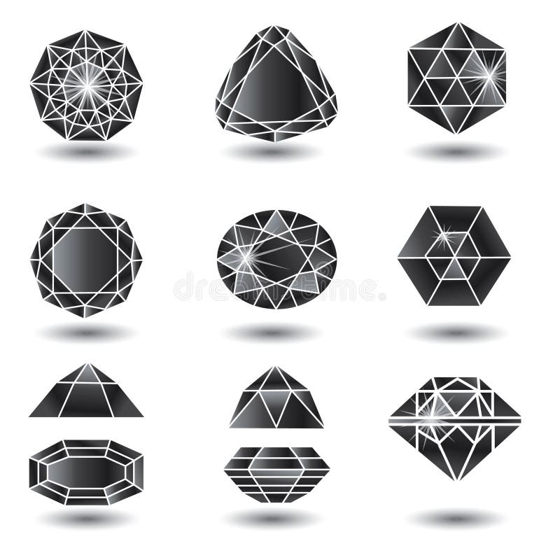 Conjunto Del Vector De Diamantes Ilustración del Vector - Ilustración ...