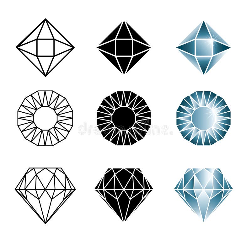 Conjunto Del Vector De Diamantes Ilustración del Vector - Ilustración ...
