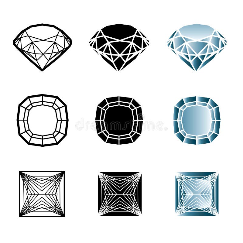 Conjunto Del Vector De Diamantes Ilustración del Vector - Ilustración ...