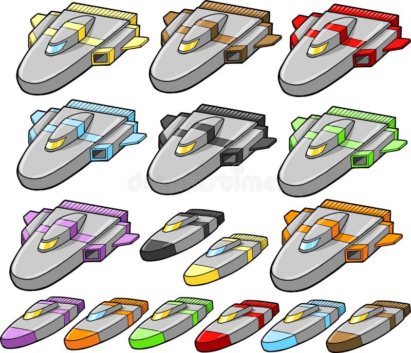 Conjunto Del Vector De La Nave Espacial De La Nave Espacial Ilustración ...