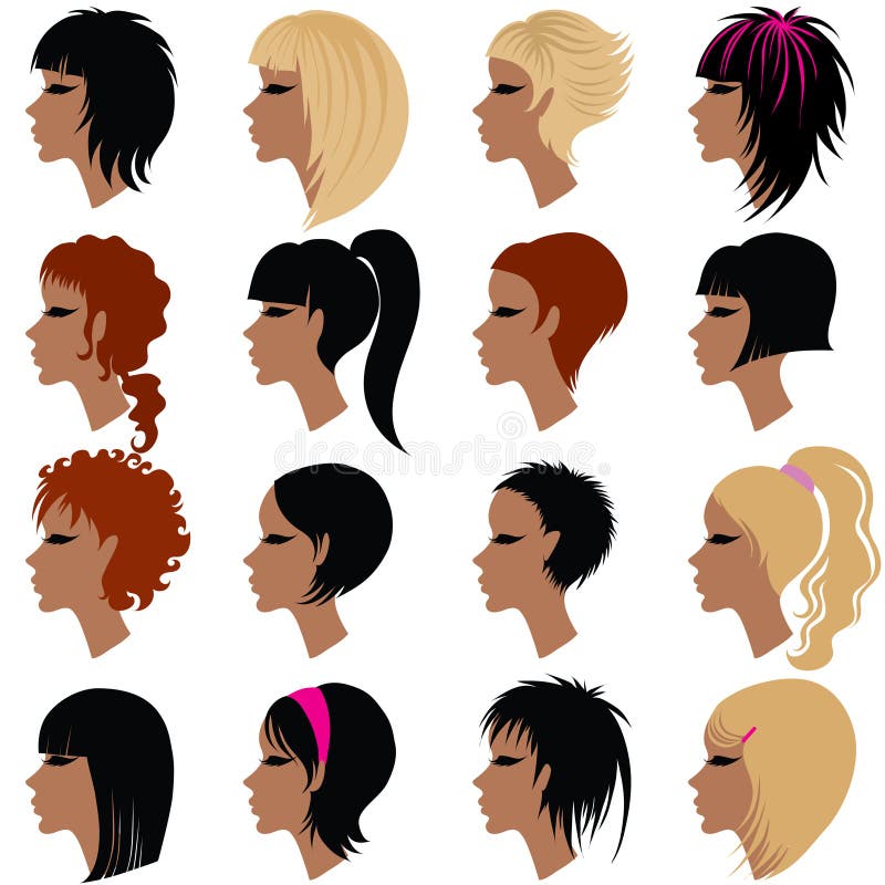 Conjunto Del Vector De Pelo De Moda Que Labra Para La Mujer Ilustración ...