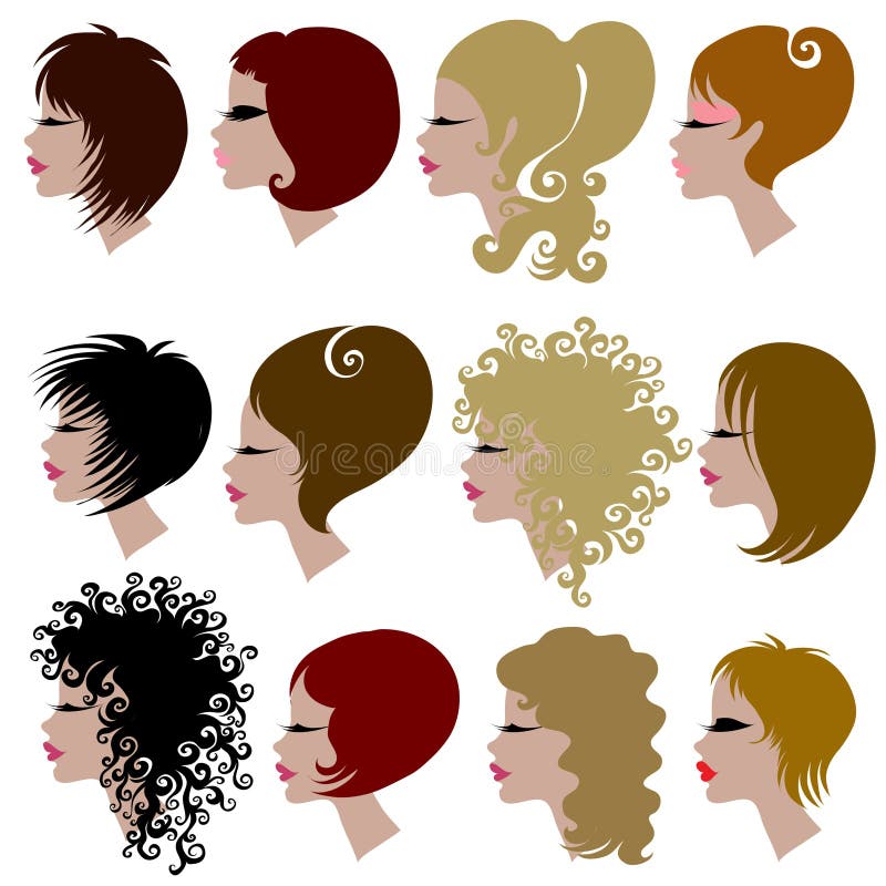 Conjunto Del Vector De Pelo De Moda Que Labra Para La Mujer Ilustración ...