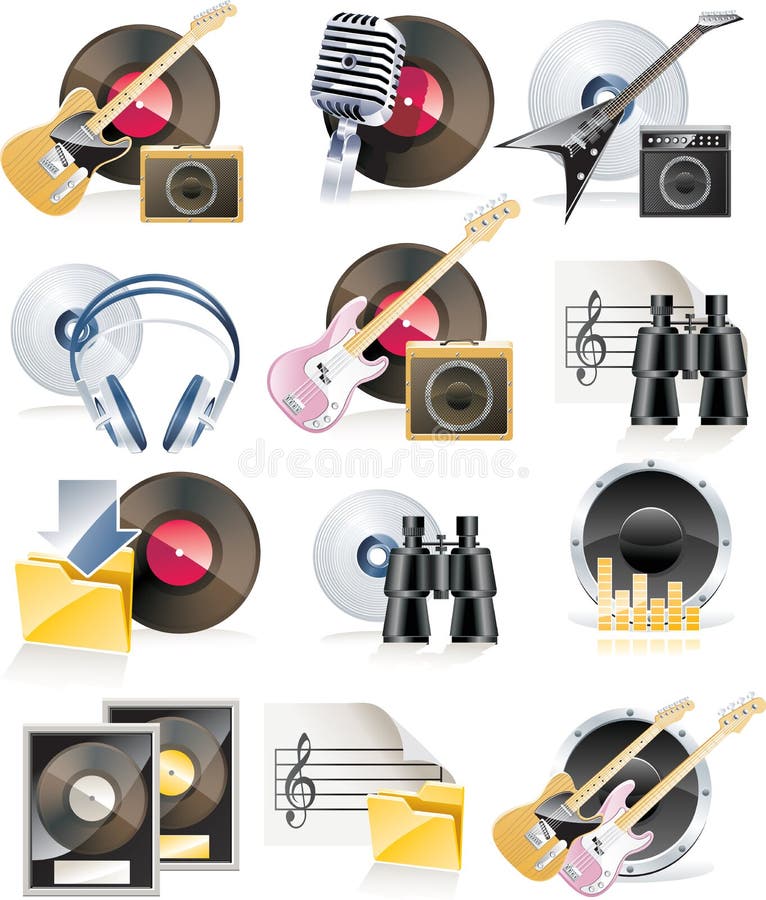 Conjunto Musical Del Icono Del Vector Ilustración del Vector ...