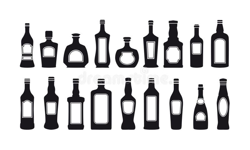 Conjunto Vectorial Con Diferentes Botellas De Alcohol Ilustración del ...
