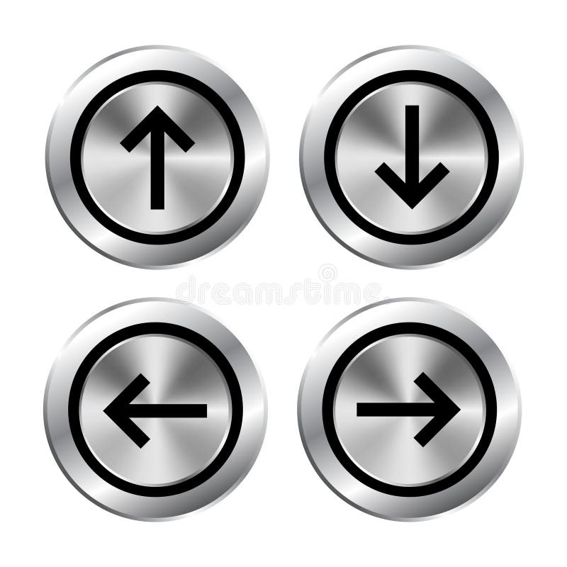 Conjunto Vectorial De Botones De Flechas. Botones De Plata Stock de ...