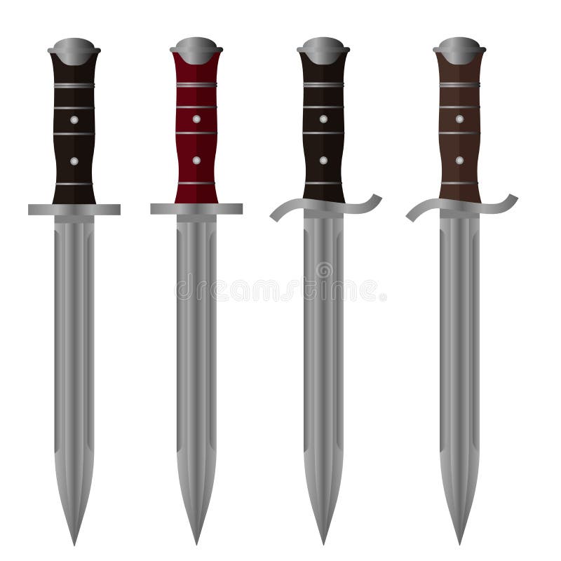 Conjunto Vectorial De Dagas De Acero. Cuchillo De Hierro Ilustración ...