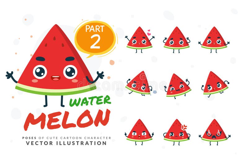 Conjunto Vectorial De Imágenes De Dibujos Animados De La Sandía ...