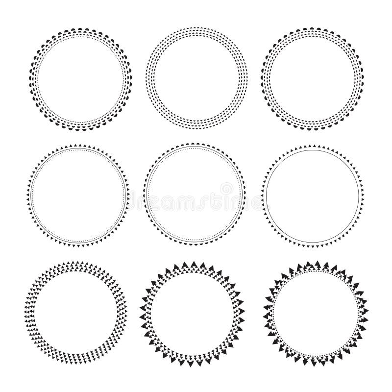 Conjunto Vectorial De Marcos Decorativos De Borde Circular Ilustración ...