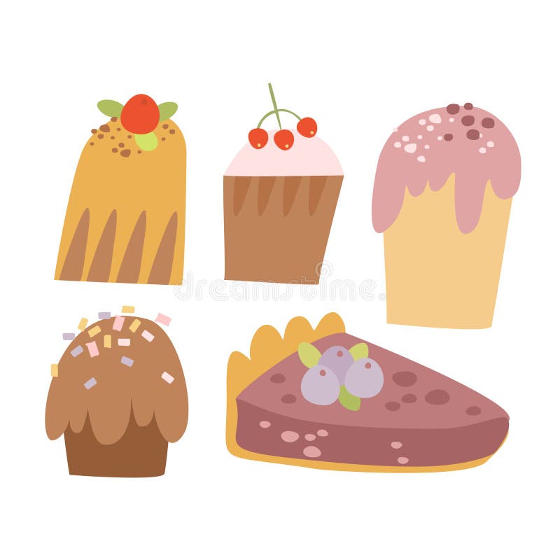 Conjunto Vectorial De Postres De Dibujos Animados Ilustración del ...