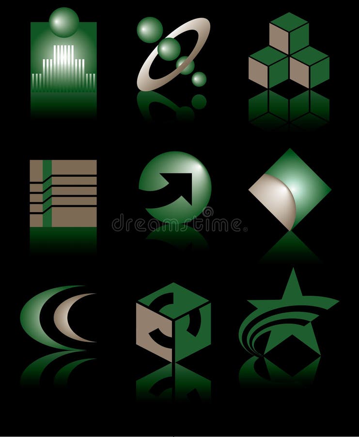 Conjunto Verde De La Insignia Ilustración del Vector - Ilustración de ...