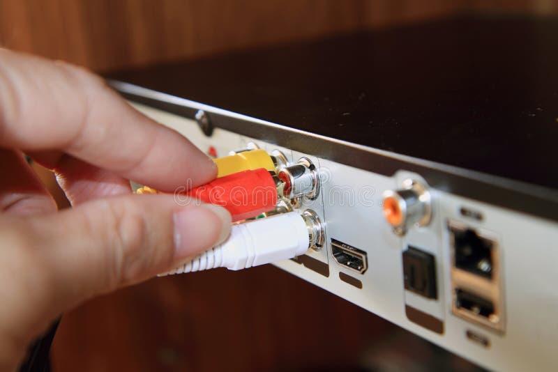 Connect AV Cable To DVD Player Stock Photo - Image of cable, electric ...