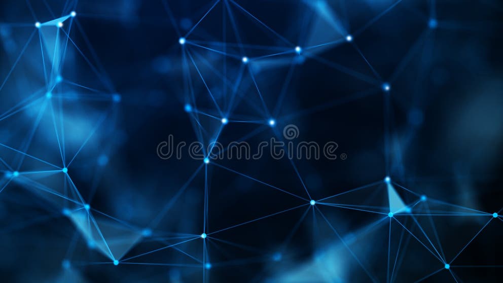 Connect Background. Network Structure Triangles Background with Dots and Lines. Artificial ...