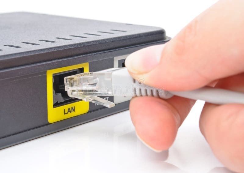 Cable Connecting To Modern Wireless Wi-fi Router Stock Image - Image of ...