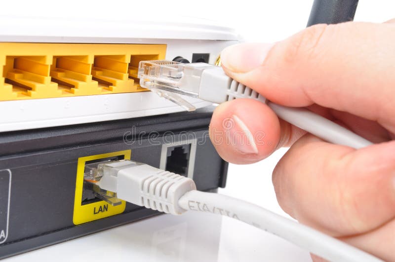 Connect the Cable To the Network Switch Stock Image - Image of ...