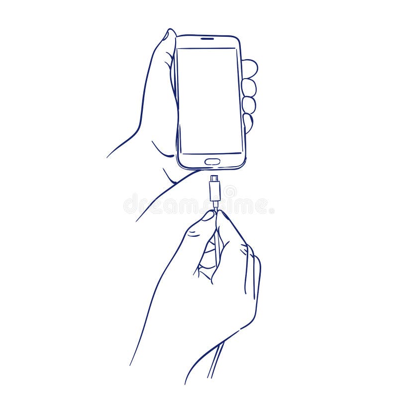 Phone Charger Hand Drawn Stock Illustrations – 307 Phone Charger Hand ...