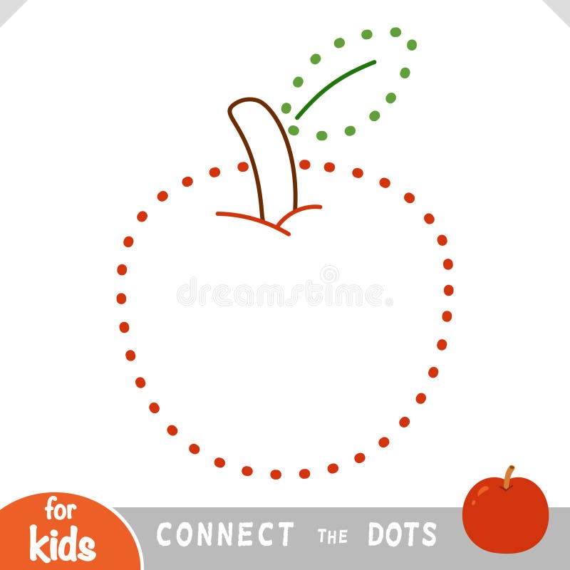Connect the Color Dots, Education Game for Kids, Apple Stock Vector ...