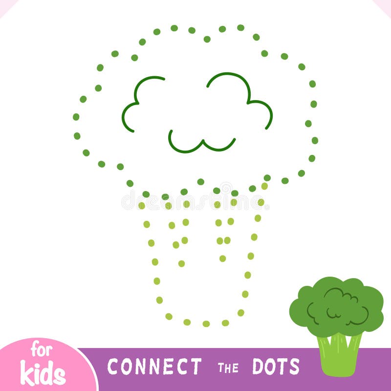 Connect the Color Dots, Education Game for Kids, Broccoli Stock Vector ...