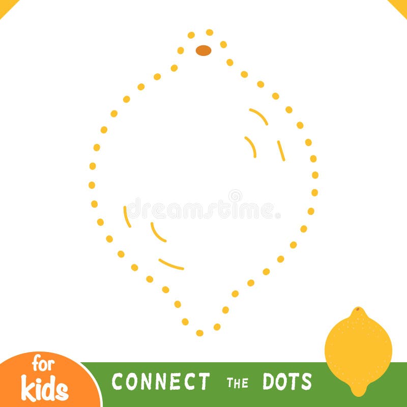 Connect the Color Dots, Education Game for Kids, Lemon Stock Vector ...