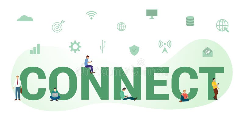 Connect Communication Concept with Big Word or Text and Team People ...