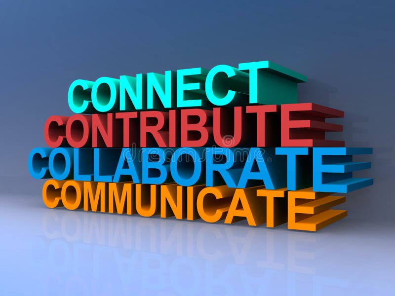 Connect Collaborate Communicate Contribute Stock Vector - Illustration ...
